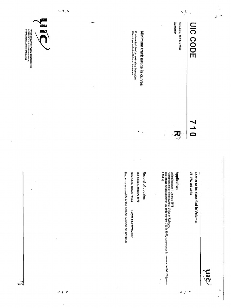Uic 710 | PDF | Rail Infrastructure | Rail Transport