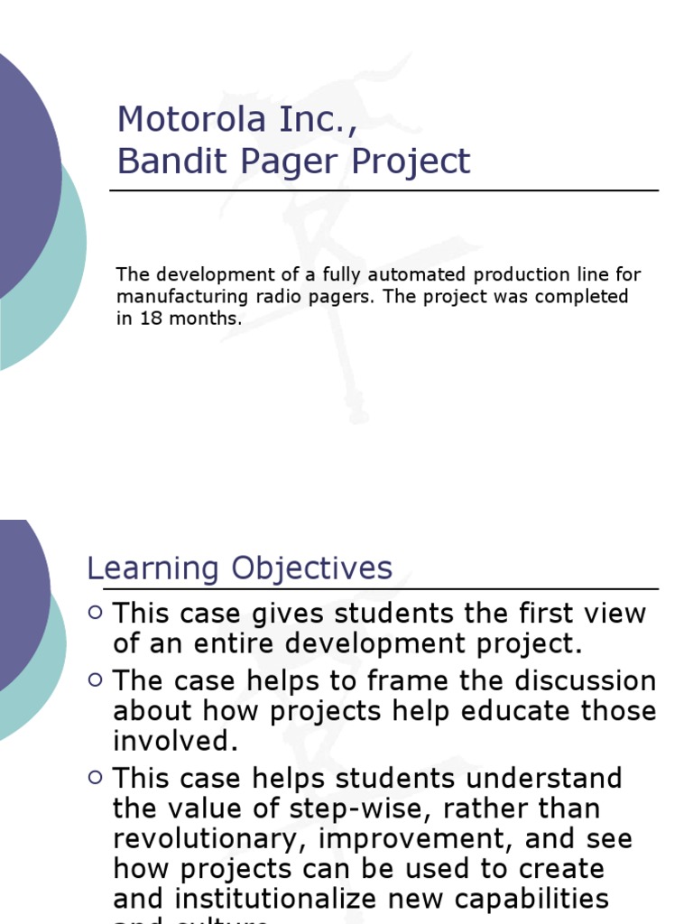 Motorola Inc., Bandit Pager Project | PDF | Six Sigma | Student's T Test