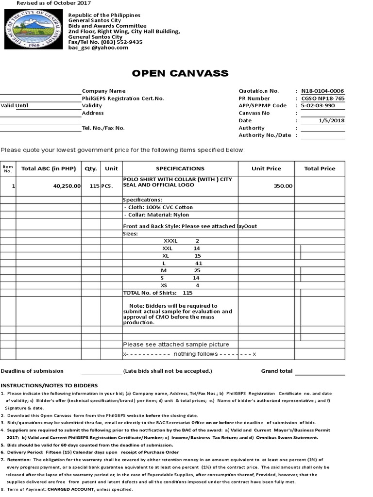 Bac Open Canvass New Form | PDF | Receipt | Payments