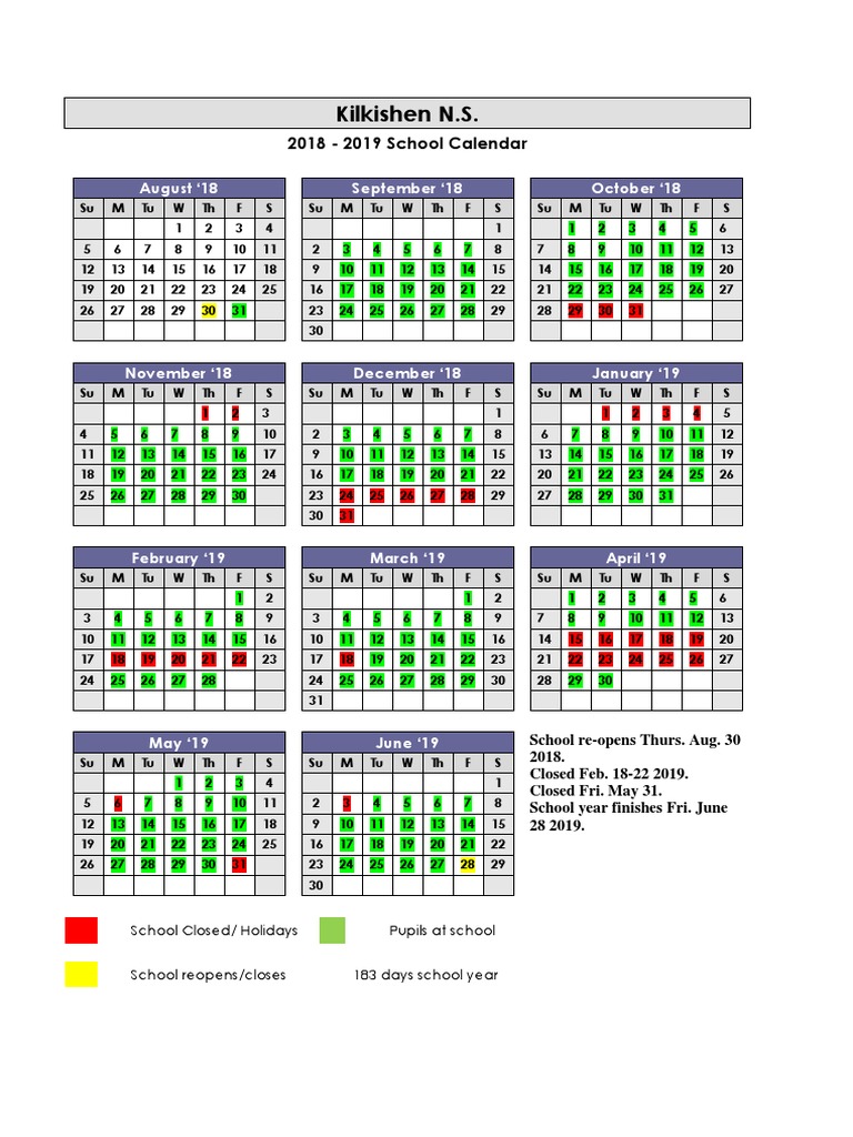 Kilkishen N.S. 2018-2019 Calendar | PDF