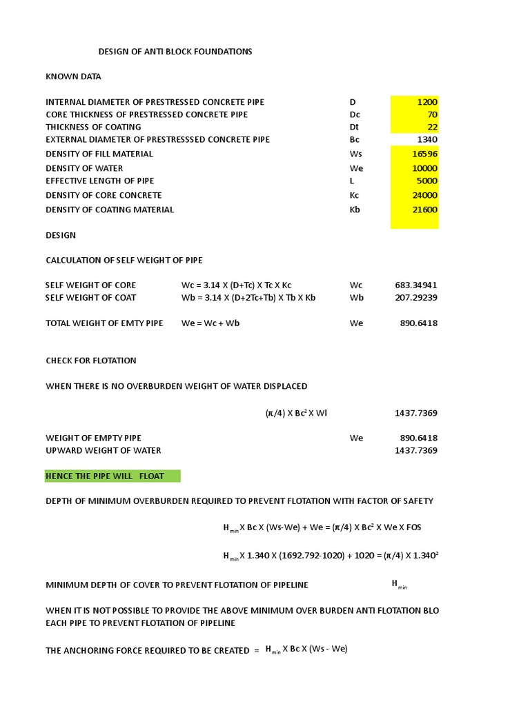 Design of Anti Flotation Blocks | PDF