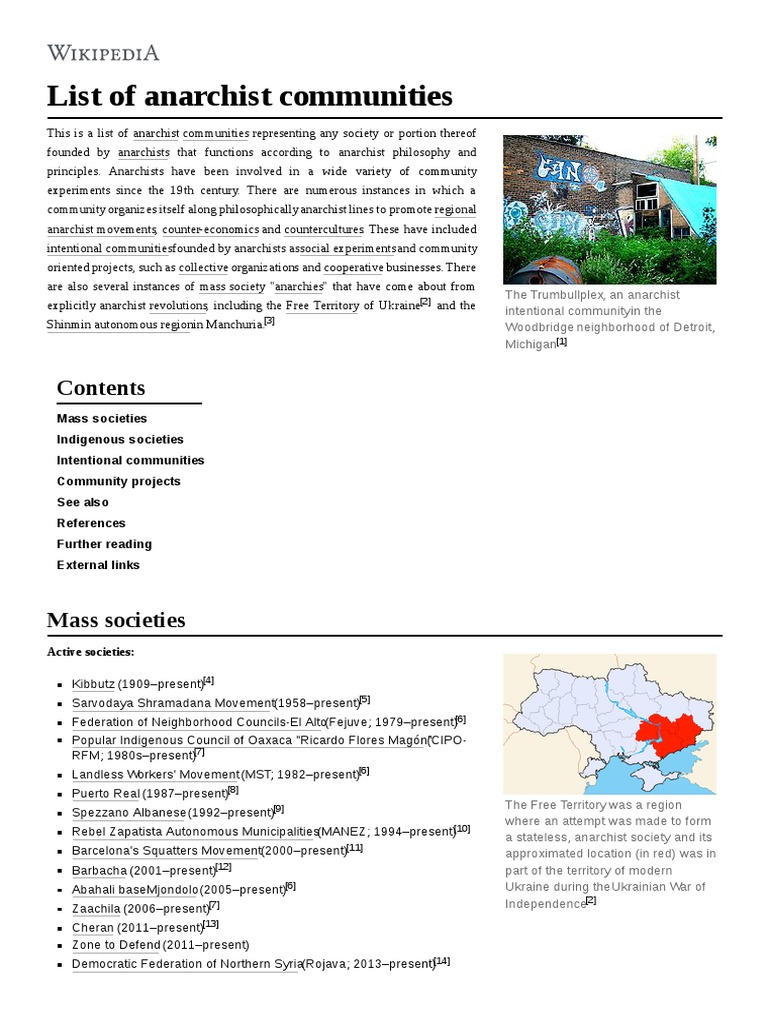 List of Anarchist Communities | PDF | Anarchy | Anarchism