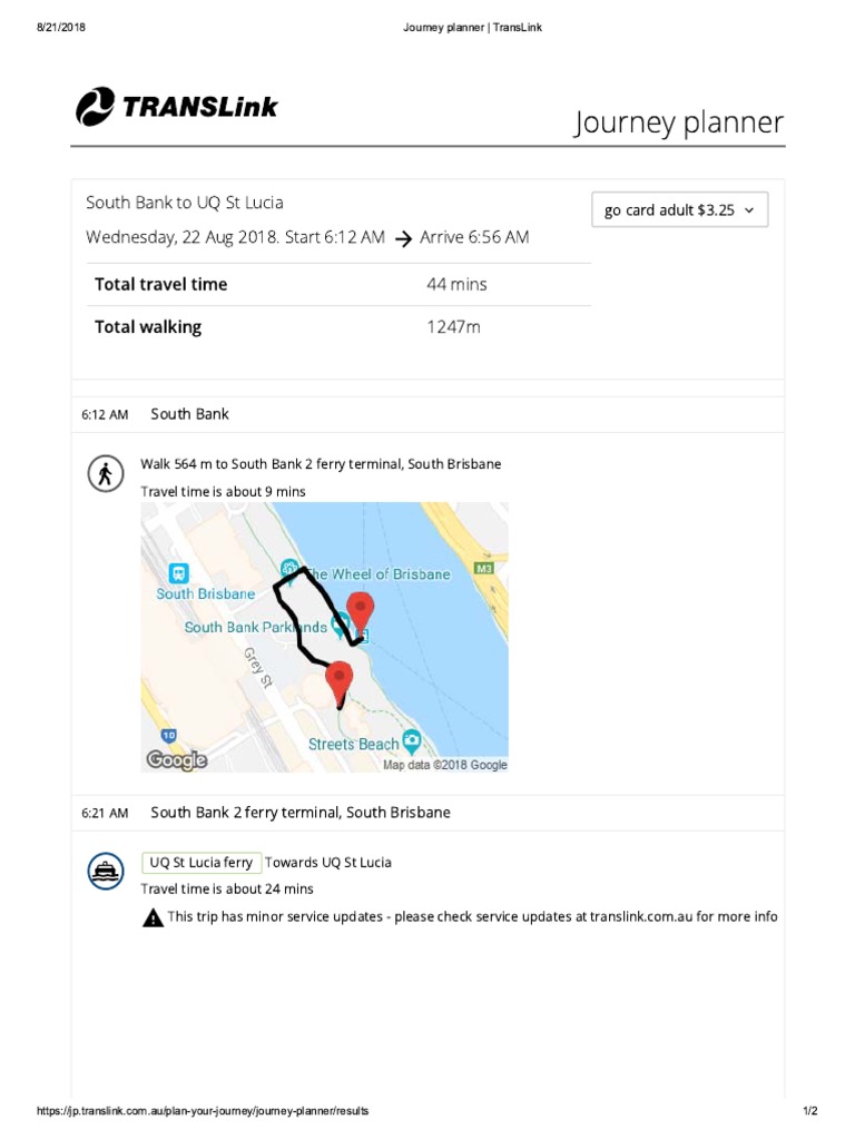 Journey Planner - TransLink | PDF
