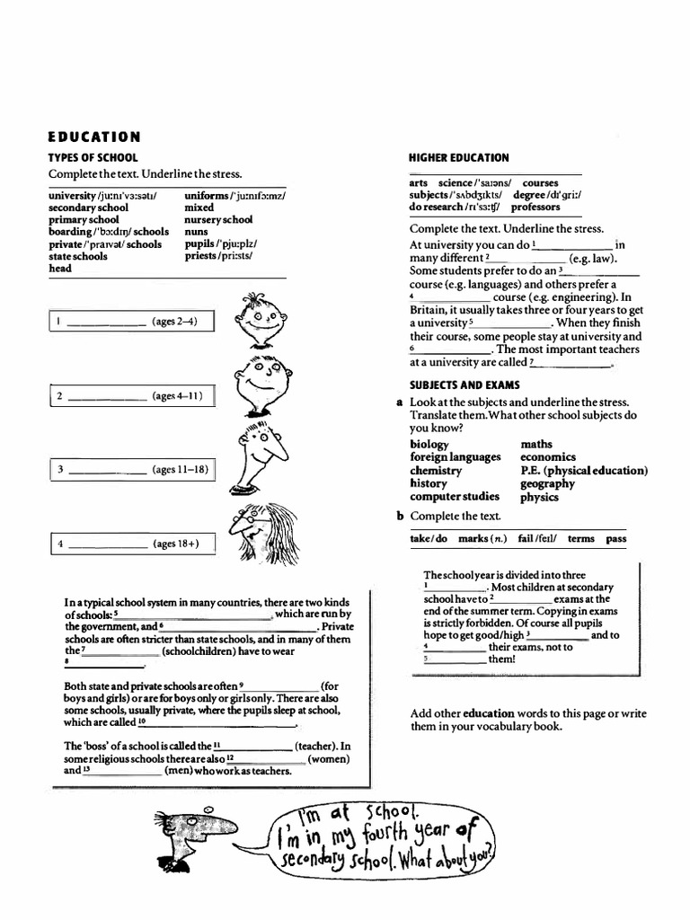 Education Vocabulary 01 | PDF | State School | Schools