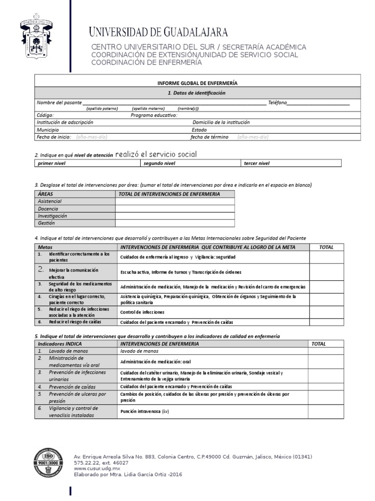 Informe Global de Enfermeria | PDF | Enfermería | Especialidades Medicas