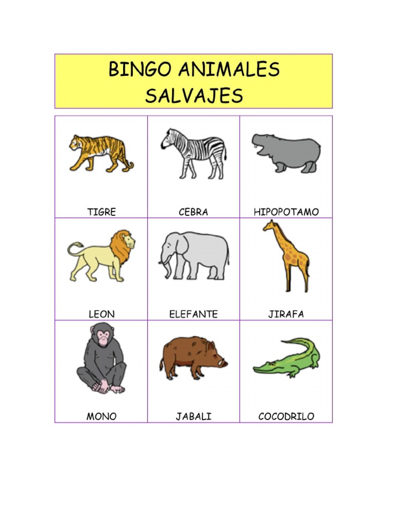 Bingo Animales Salvajes | PDF