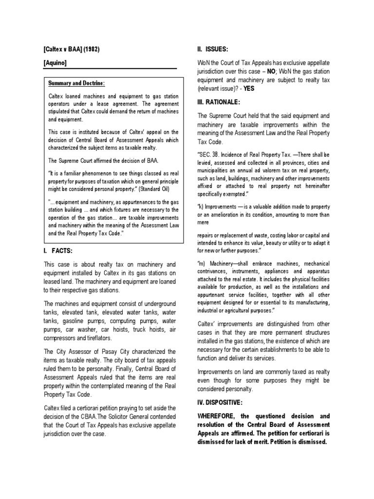 Caltex V BAA | PDF | Real Property | Taxation In The United States