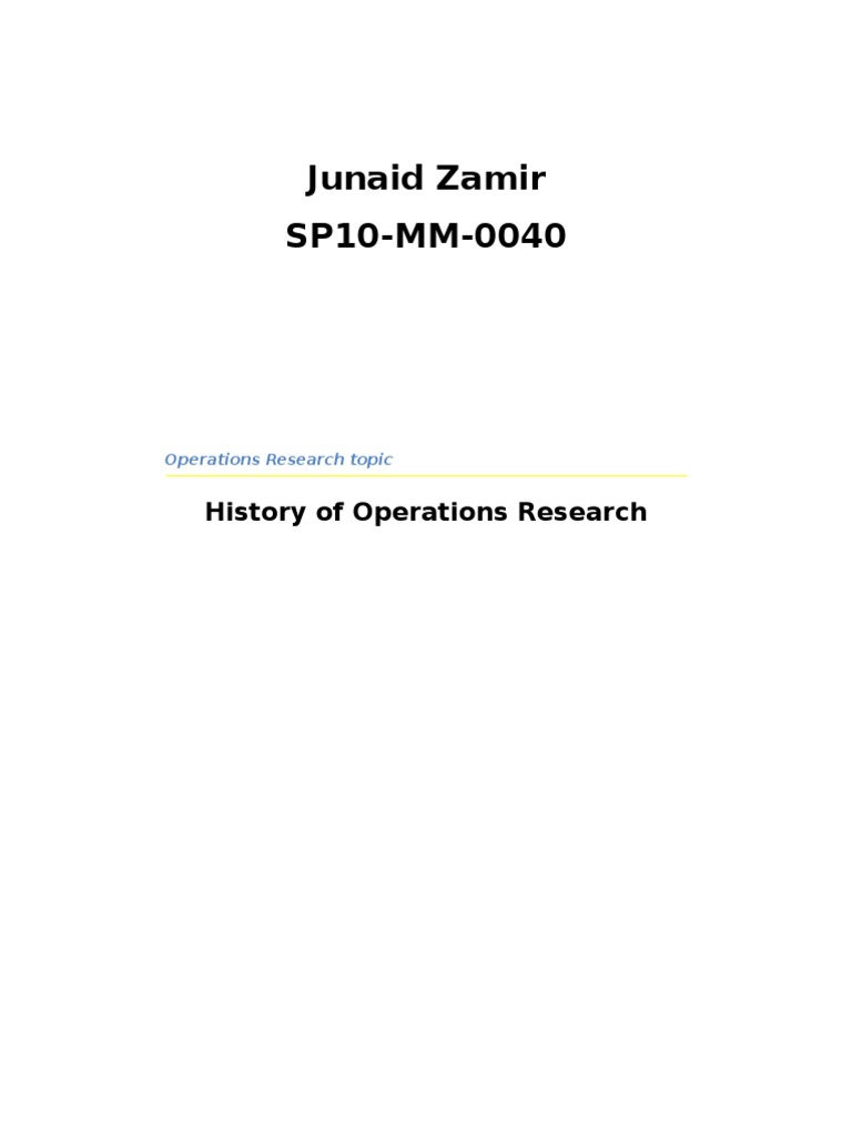 History of Operations Research | PDF | Operations Research | Warfare