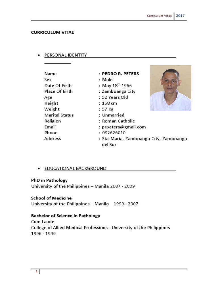 CV Revised Pathologist | PDF | Pathology | Medicine