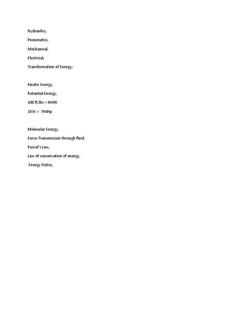 Hydraulics, Pneumatics. Mechanical, Electrical, Transformation of ...
