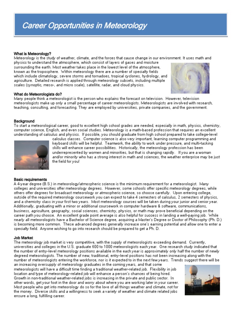 Career Opportunities Meteorology | Download Free PDF | National Weather ...