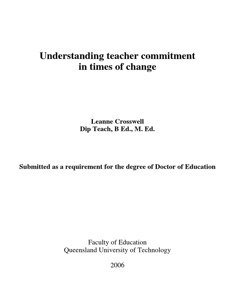 Understanding Teacher Commitment | PDF | Case Study | Teachers