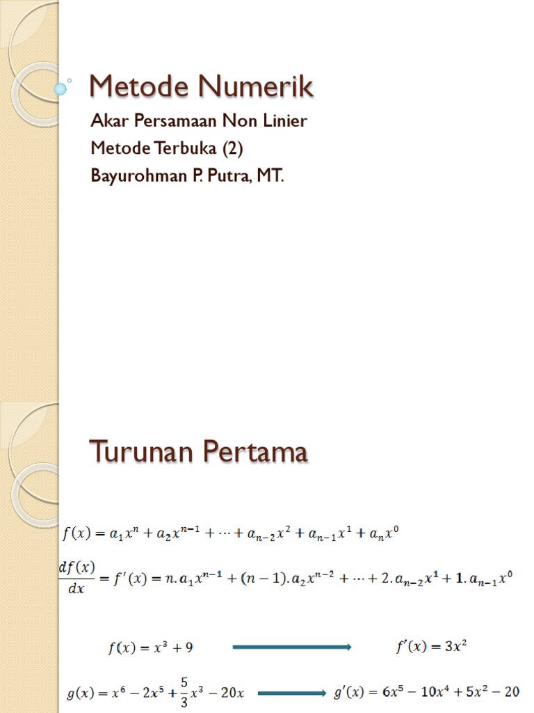 Metode Numerik 04 - Akar Persamaan Non Linier Metode Terbuka | PDF