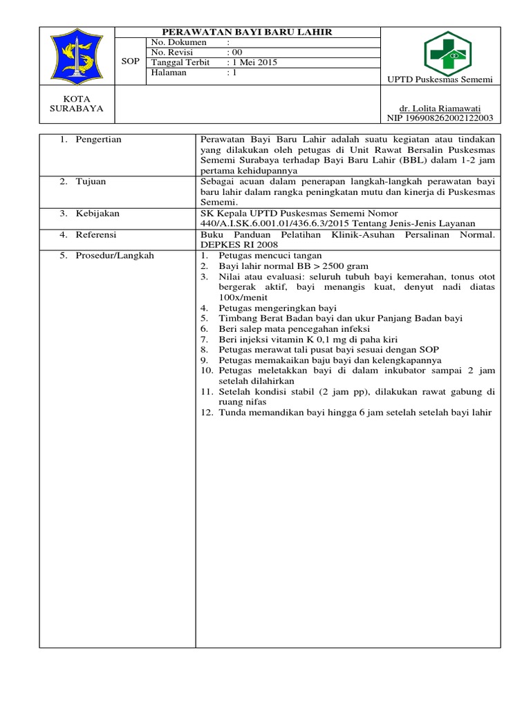 SOP Perawatan BBL | PDF