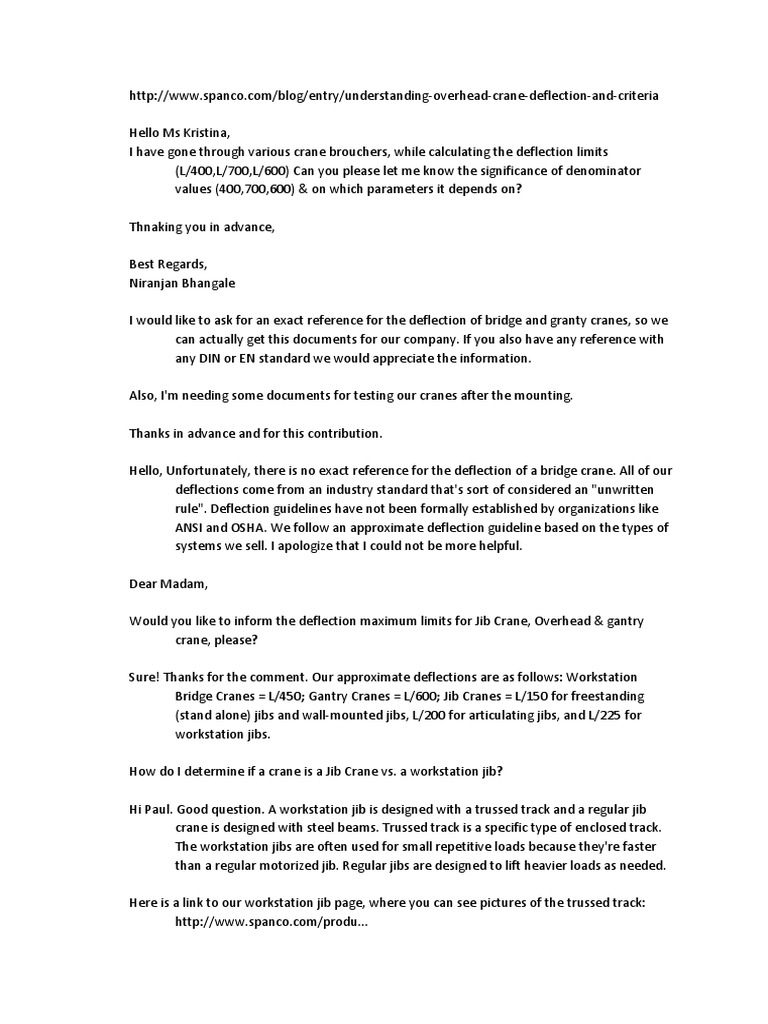 Ref For Deflection Criteria Structure | PDF | Crane (Machine) | Bridge