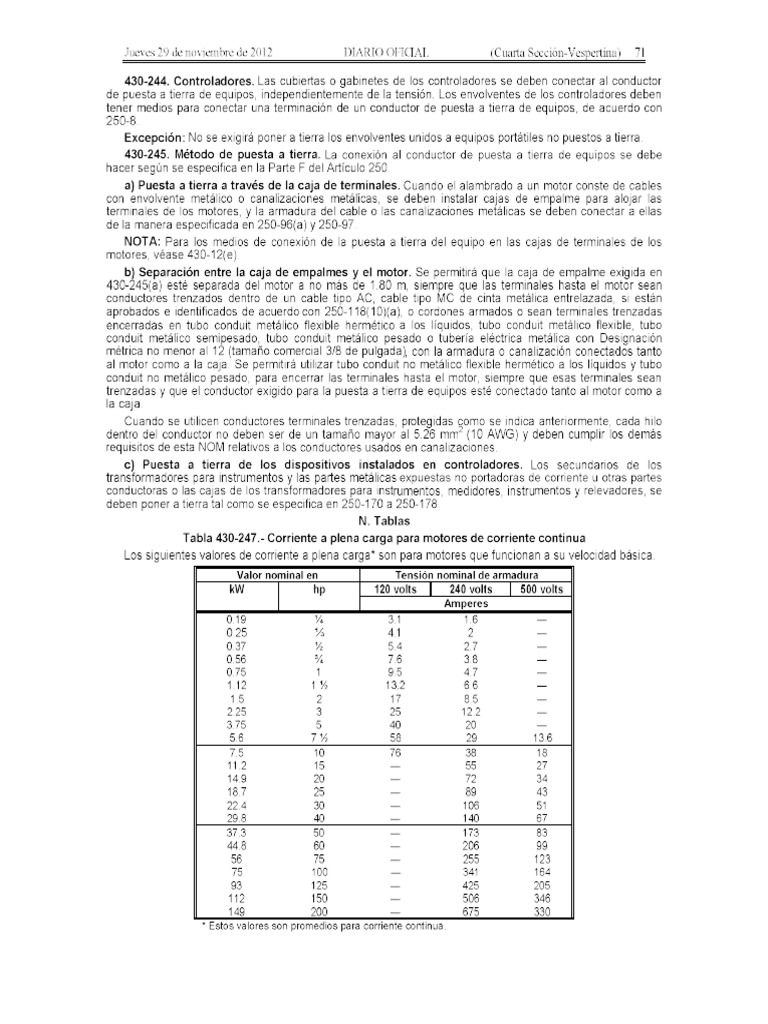 tabla nom-001-sede-2012 motores