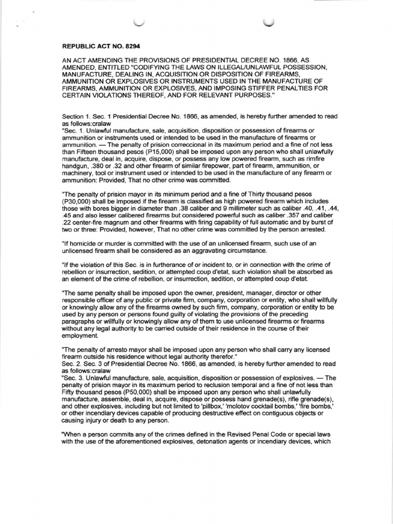 Ra 8294 PDF | PDF | Caliber | Firearms