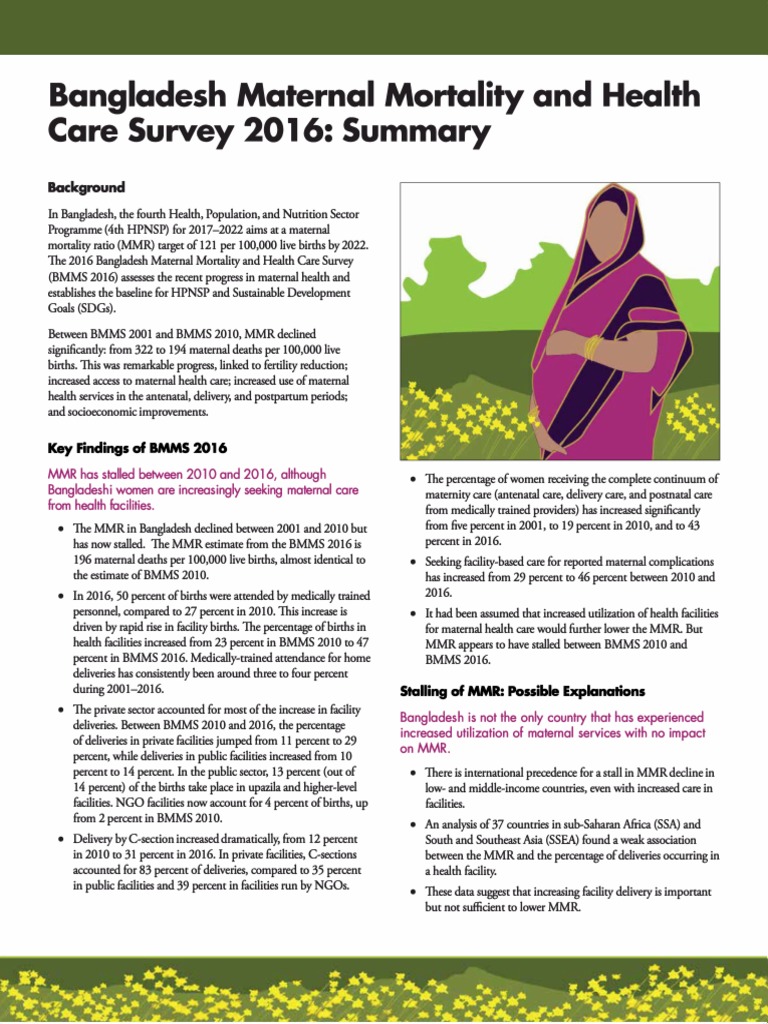 Bangladesh Maternal Mortality and Health Care Survey 2016: Summary ...