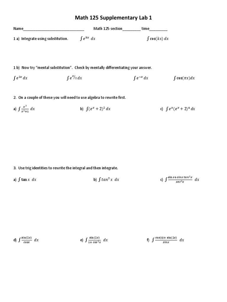 Math 125 Supplemental Lab 1 | PDF | Sine | Trigonometric Functions