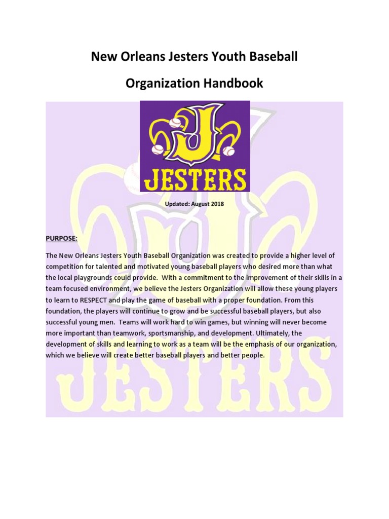 Jester Baseball Handbook | PDF | Fundraising | Referee