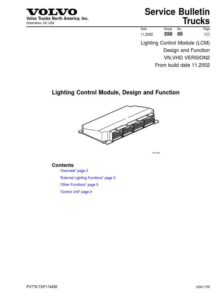 Volvo 2007 LCM Design and Function PDF | PDF | Headlamp | Switch