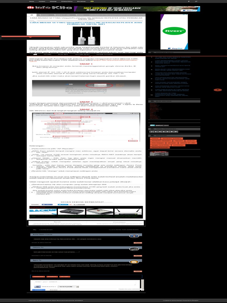 Cara Mudah Setting Ubiquitipicostation M2 Sebagai Repeater Atau