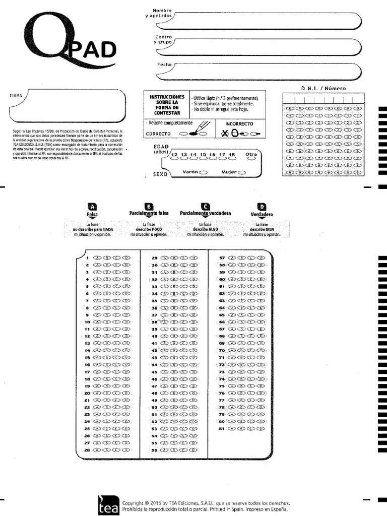 Ejemplo Informe Cuestionario (QPAD) | PDF