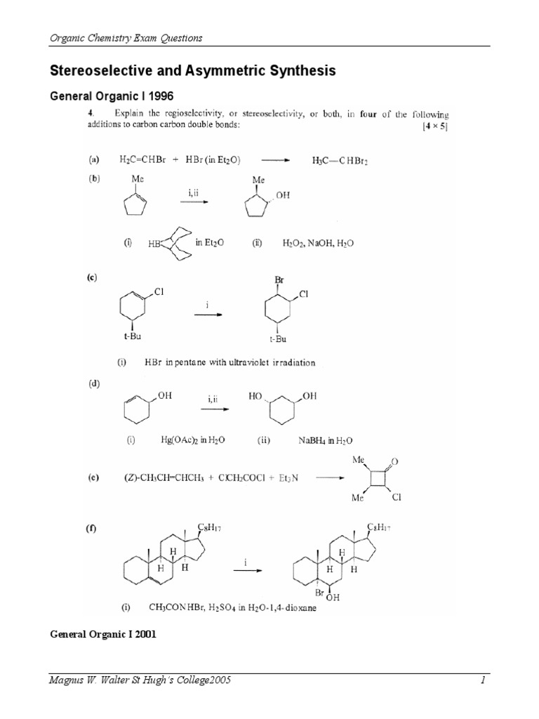 Stereoselective and Asymmetric Synthesis PDF | PDF
