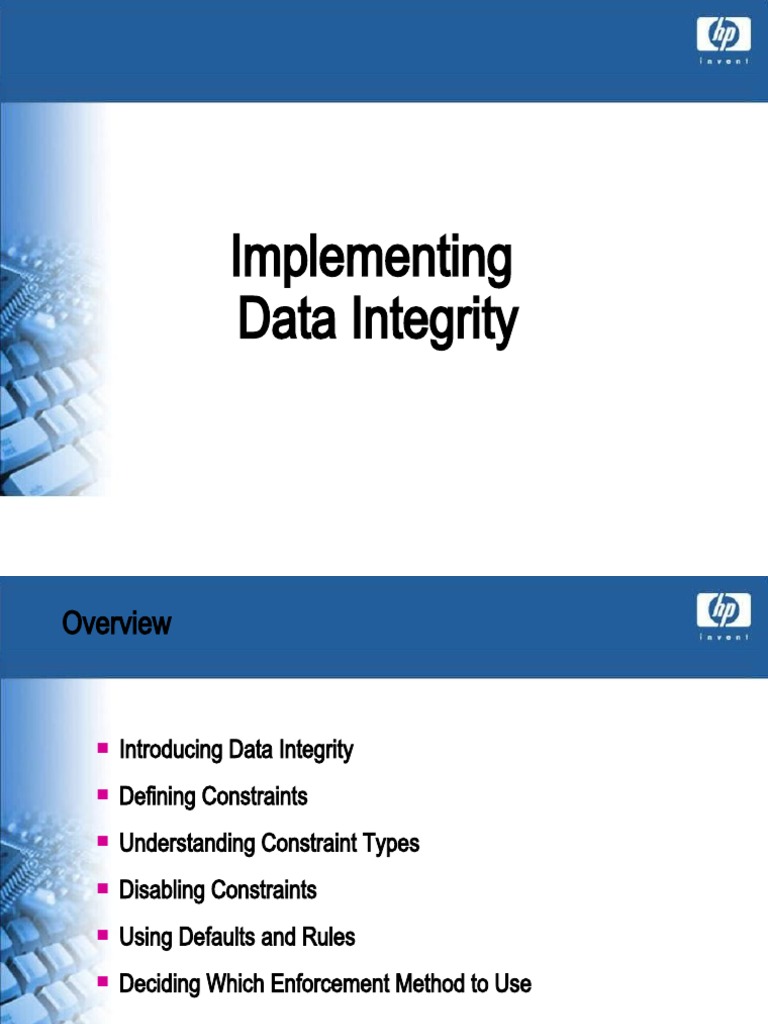 A Guide to Implementing Data Integrity Through Declarative and Procedural Methods | PDF ...