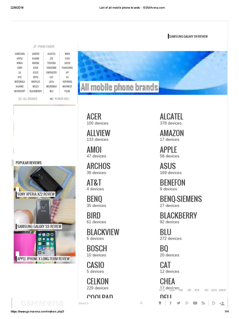 List of All Mobile Phone Brands | PDF | Htc | Tablet Computer