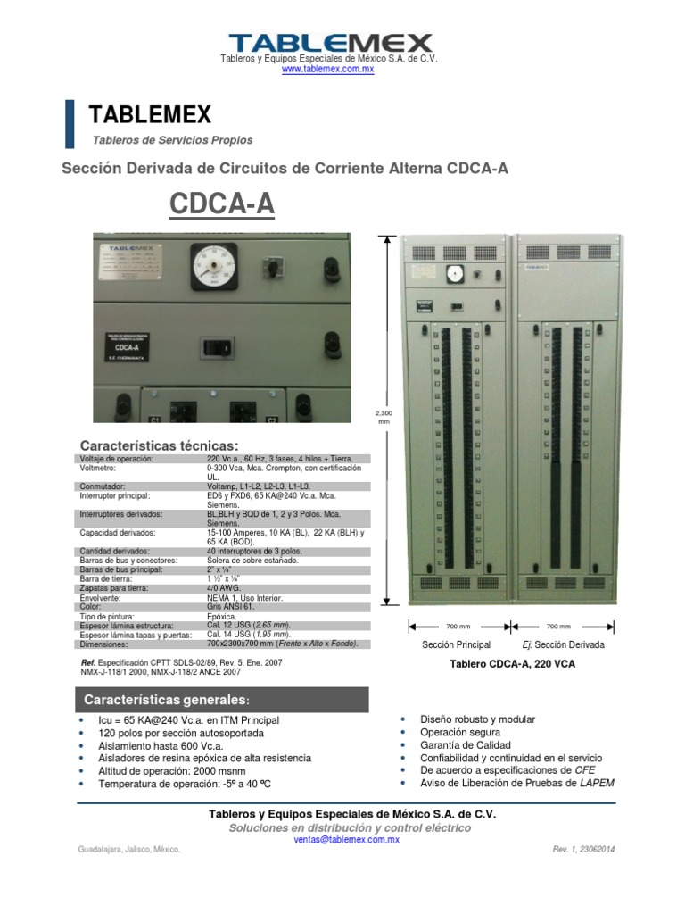 PDF Ficha Tecnica CDCA-A Rev | PDF | Ingenieria Eléctrica ...
