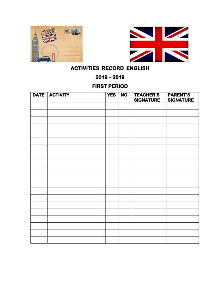 Activities Record for English Class | PDF