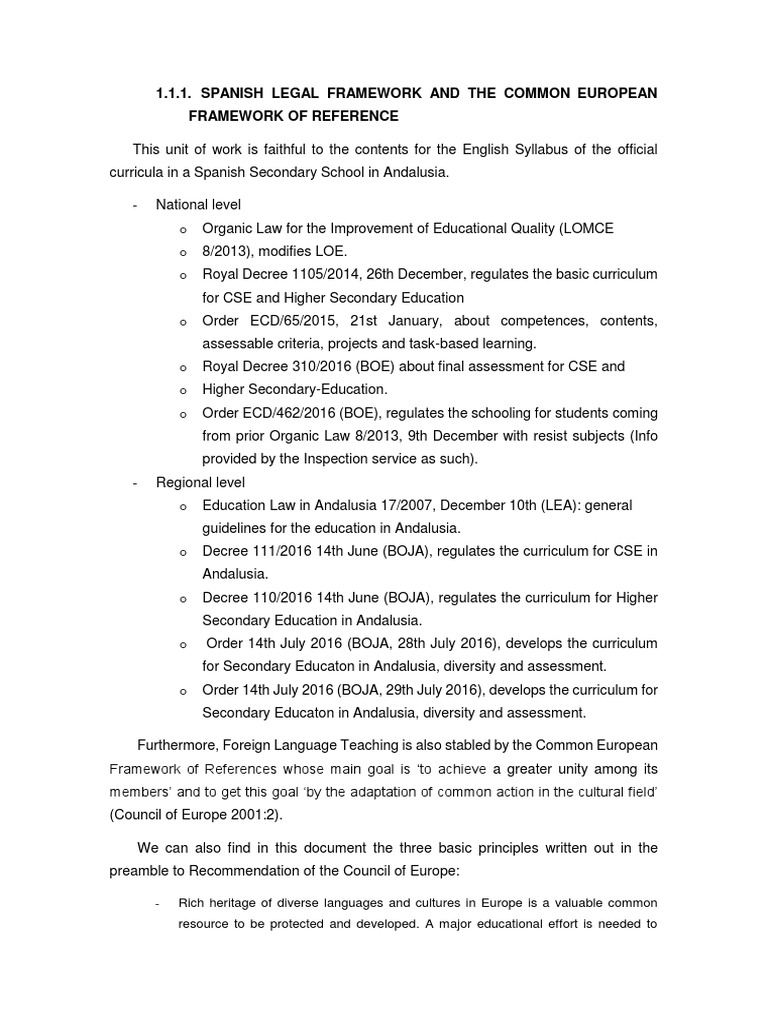 Spanish Legal Framework | PDF | Curriculum | Secondary Education