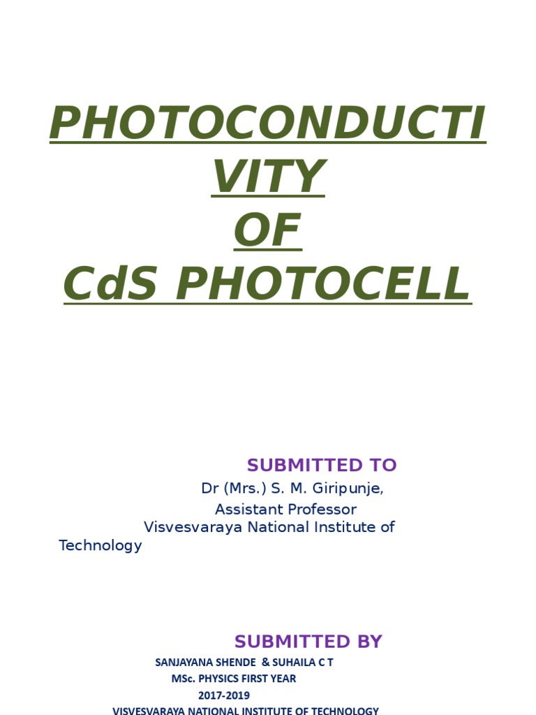PHOTOCONDUCTIVITY | PDF | Condensed Matter Physics | Optics