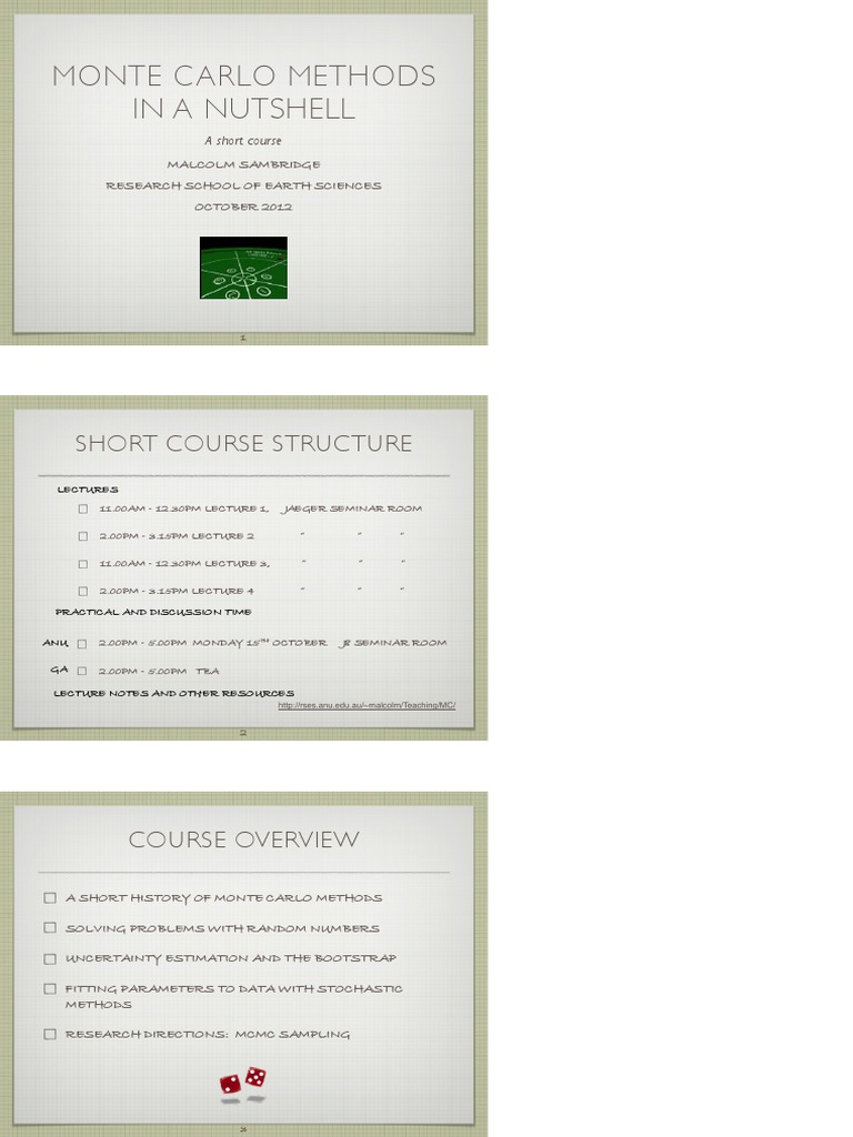Monte Carlo Methods in A Nutshell: Short Course Structure | PDF | Monte Carlo Method ...