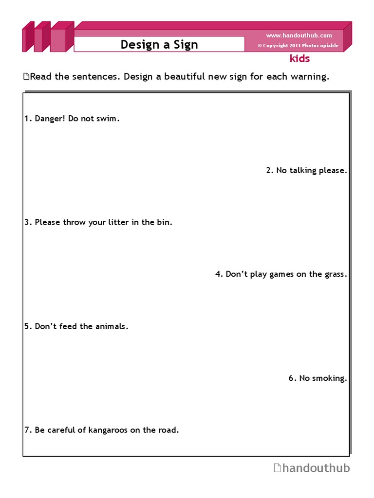 Kids Design A Sign Wri | PDF | Language Arts & Discipline