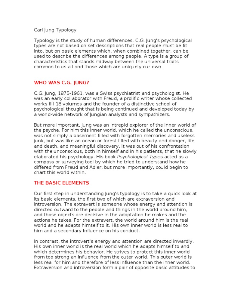 Carl Jung Typology | Personality Type | Extraversion And Introversion