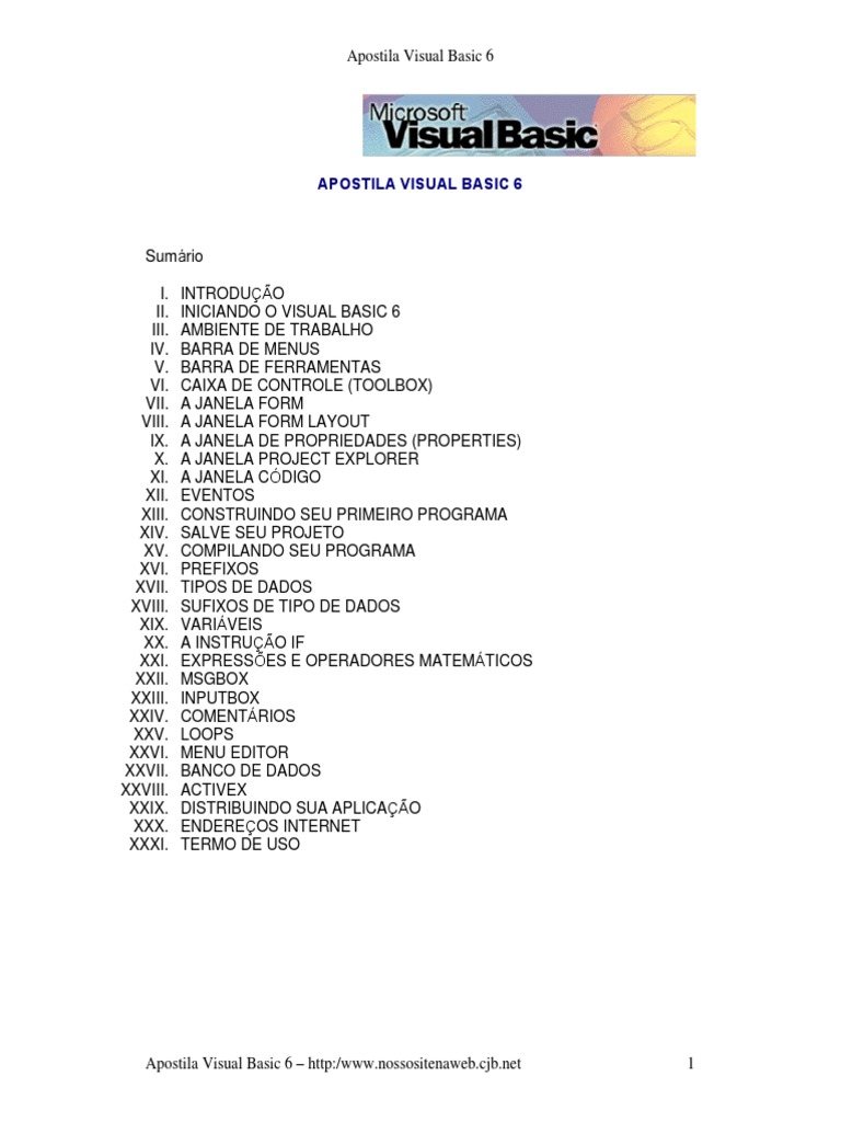 Guia Completo: Visual Basic 6 | PDF | Basic | Janela (informática)