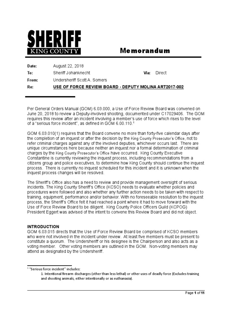 UseOfForceReviewBoard FINAL MolinaART2017 002 | PDF | Use Of Force | Taser