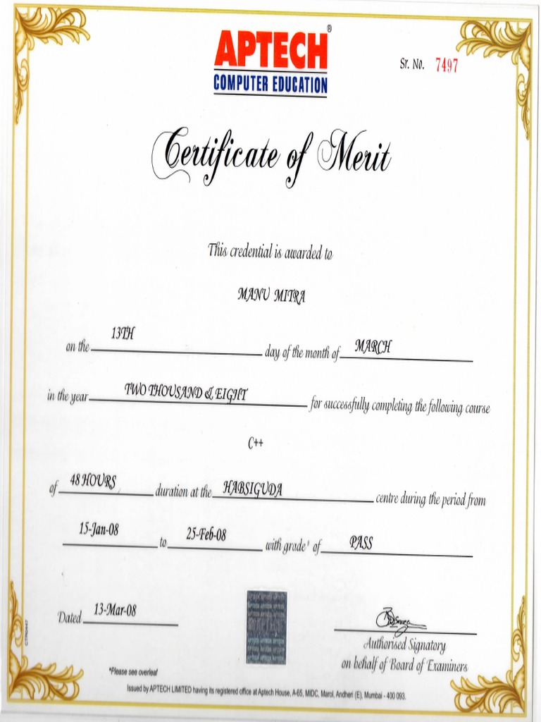 APTECH C++ Language | PDF