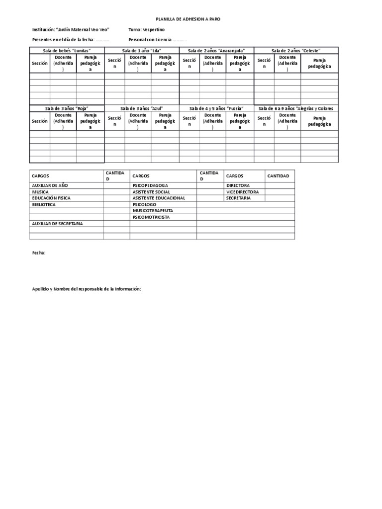 Planilla de Adhesión a Paro Docente | PDF | Escuelas | Cambio