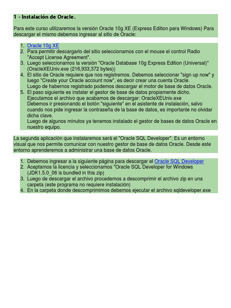 Curso de Oracle | PDF | Base de datos Oracle | Tabla (base de datos)