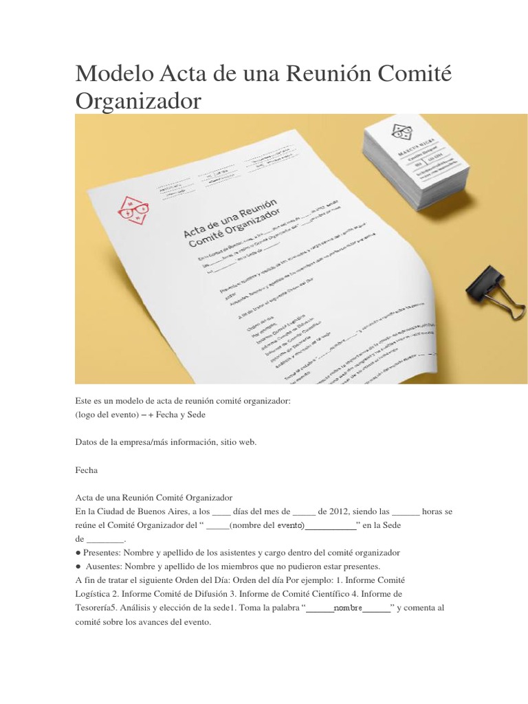 Modelo De Acta Para Reunión De Comité Pdf Votación Gobierno