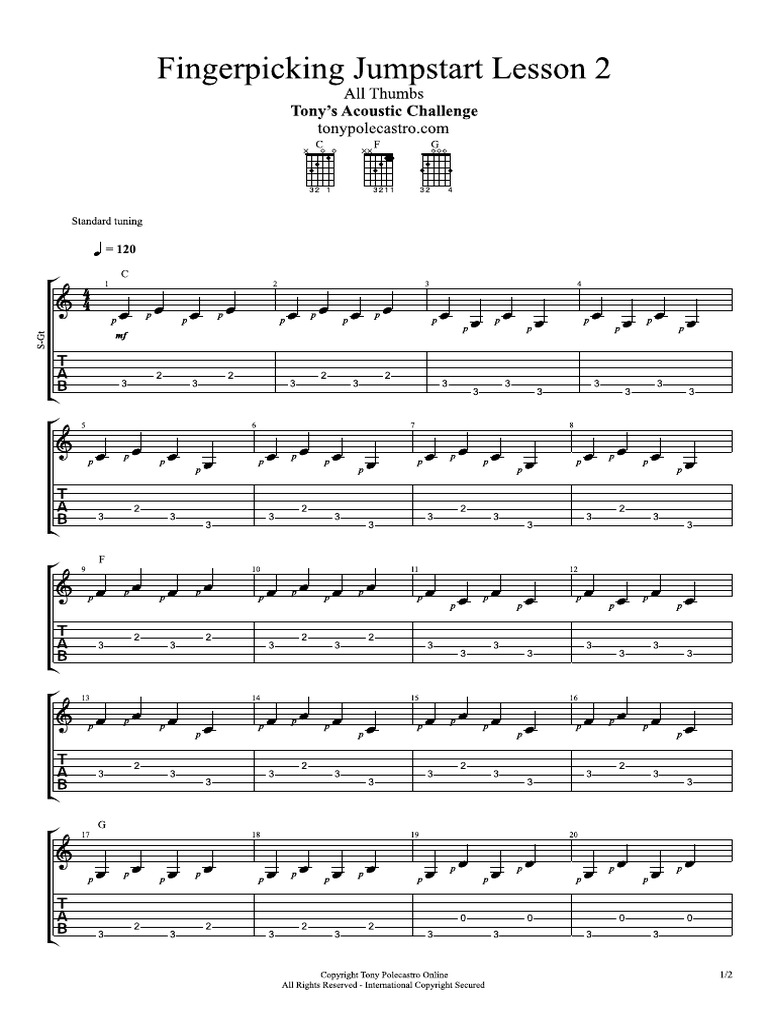 Fingerpicking Jumpstart Lesson 2 PDF | PDF