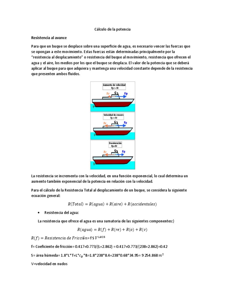 Cálculo de La Potencia | PDF | Combustible diesel | Propulsión de naves ...