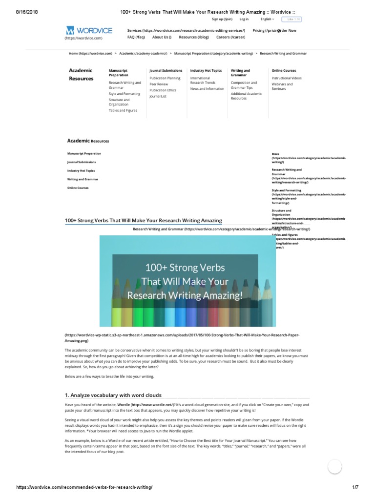 100+ Strong Verbs That Will Make Your Research Writing Amazing ...