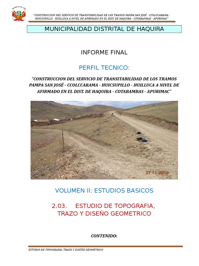 Topografía Y Diseño Vial Haquira Pdf La Carretera Topografía