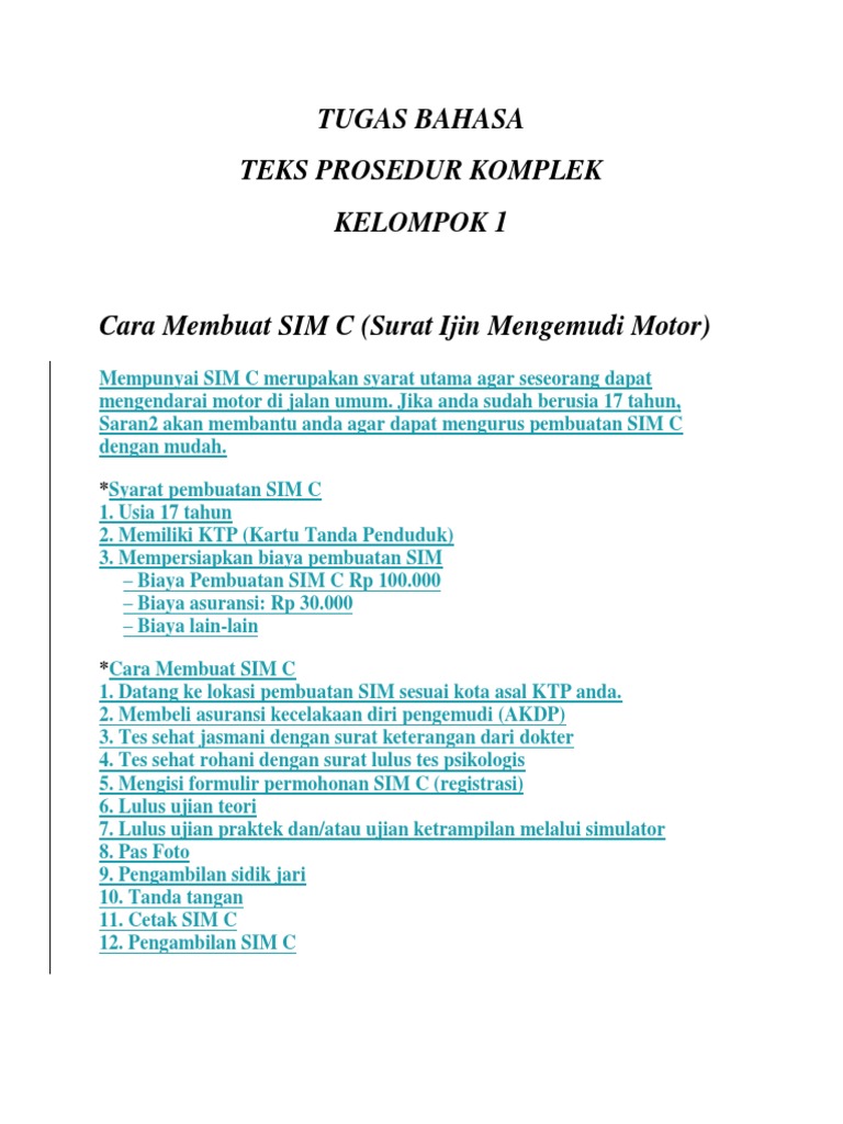 Cara Membuat SIM C | PDF