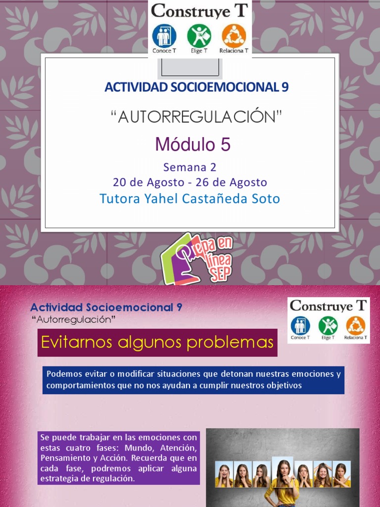 Actividad Sociemocional 9 Autorregulación/ Modulo 5 | PDF | Las ...