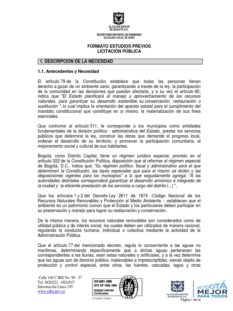 Estudio Previo Vallados Contrato | PDF | Bogotá | Precipitación